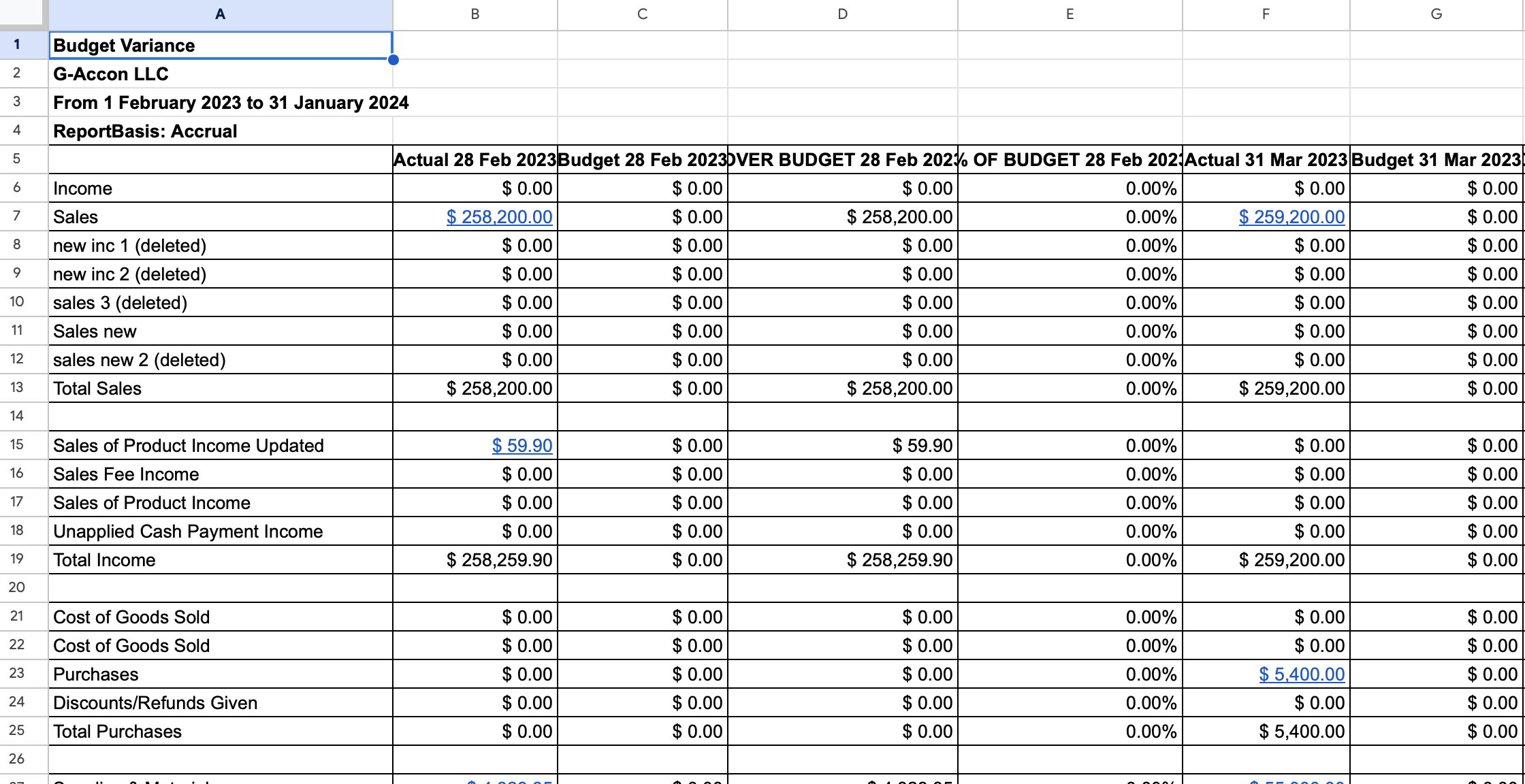 Budget Variance G-Accon | Automate Financial Reporting with Google Sheets Integration